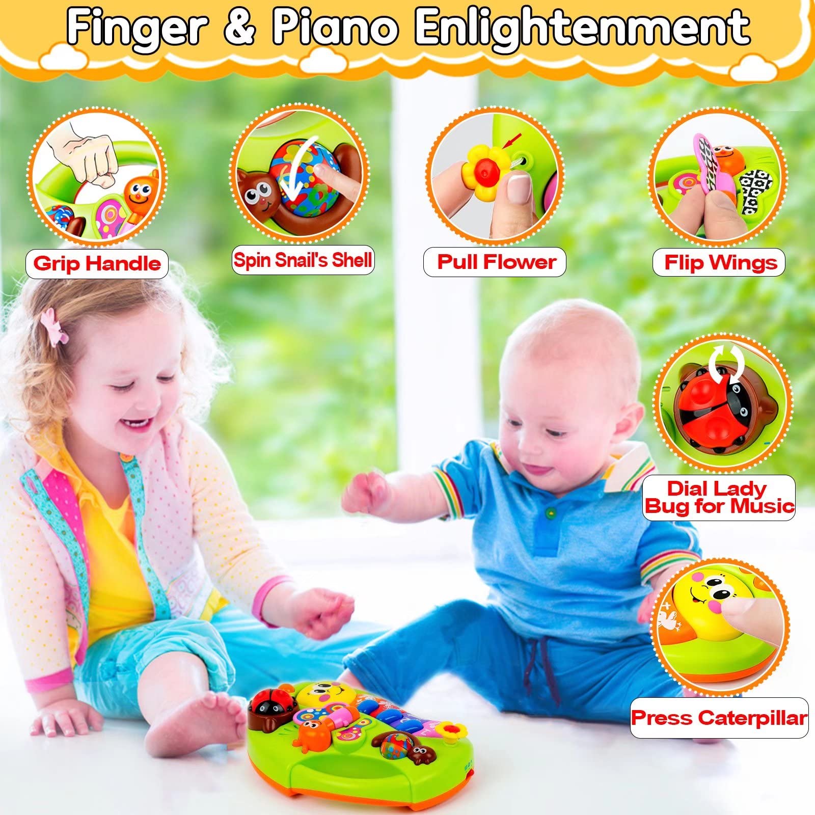 Baby Piano Toy Baby Toys 6 to 12 Months Infant Toys Baby Musical Toys Sensory Toys Light Up Toys for 1 Year Old Newborn Infant Toys 6-12 Months Toddler Piano Toy Xmas Birthday Gifts Girl Toys for Boys