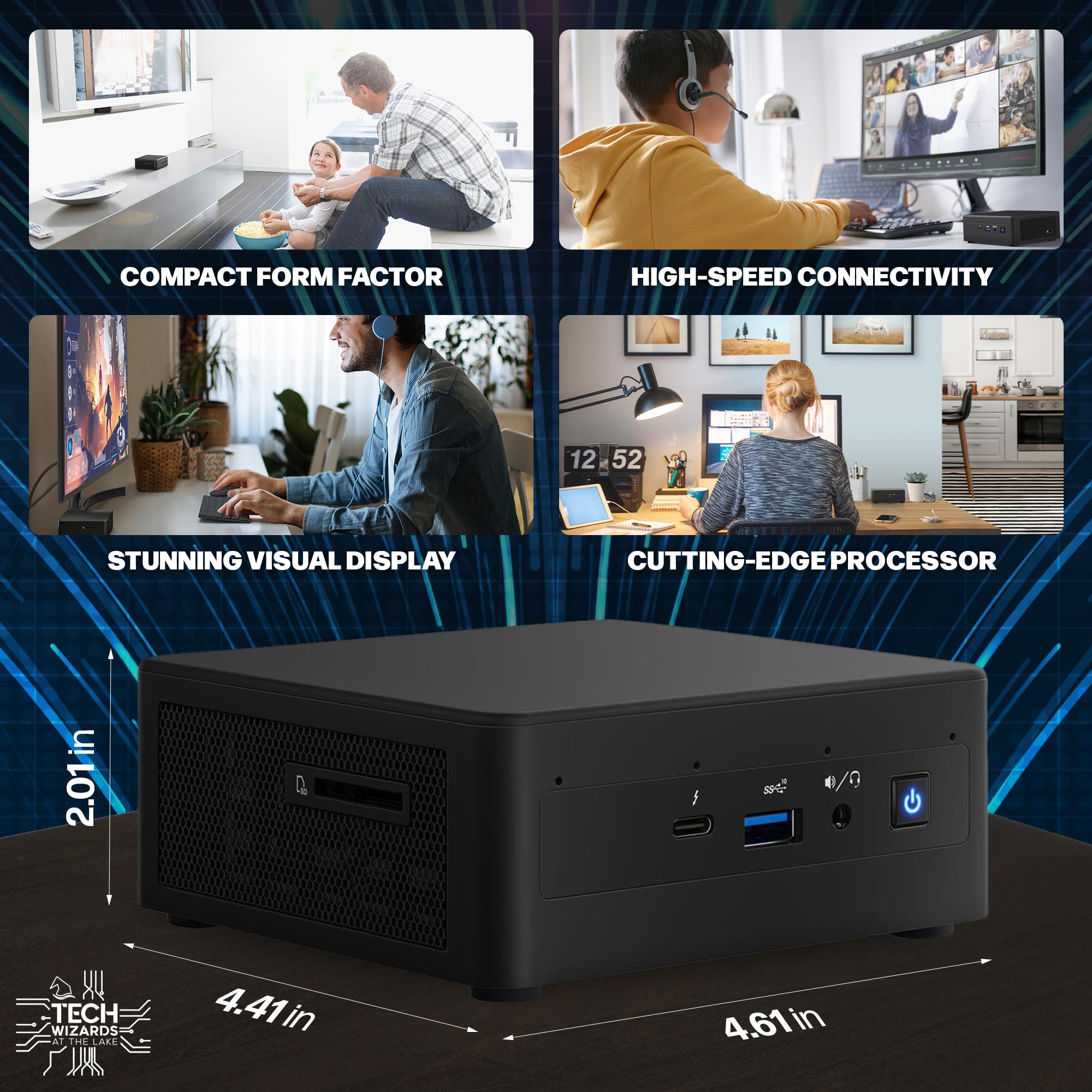 NUC NUC11PAHi7 Mini PC, Four-Core i7, NVMe SSD, 64GB RAM, 2TB NVMe, WiFi 6, BT 5.0, Thunderbolt 3, 8K Support, Quadruple Monitor Capable - The Ultimate HTPC Solution for High-Performance!