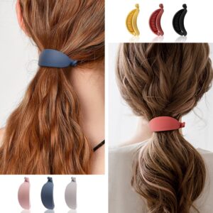 Banana Hair Clips French Hair Clips Matte Claw Clips No Slip Banana Clip Banana Comb Clip Candy Color Hair Clips Interlocking Ponytail Clip Banana Clips for Fine Hair for Women Girls, 6 Pcs