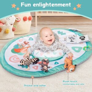 Kompoll Baby Play Gym 7 in 1 Baby Activity Gym Mat with 2 Washable Covers Thick Non-Slip Playmats with 6 Toys Baby Tummy Time Mat for Early Sensory Exploration and Motor Skill Development for Infant