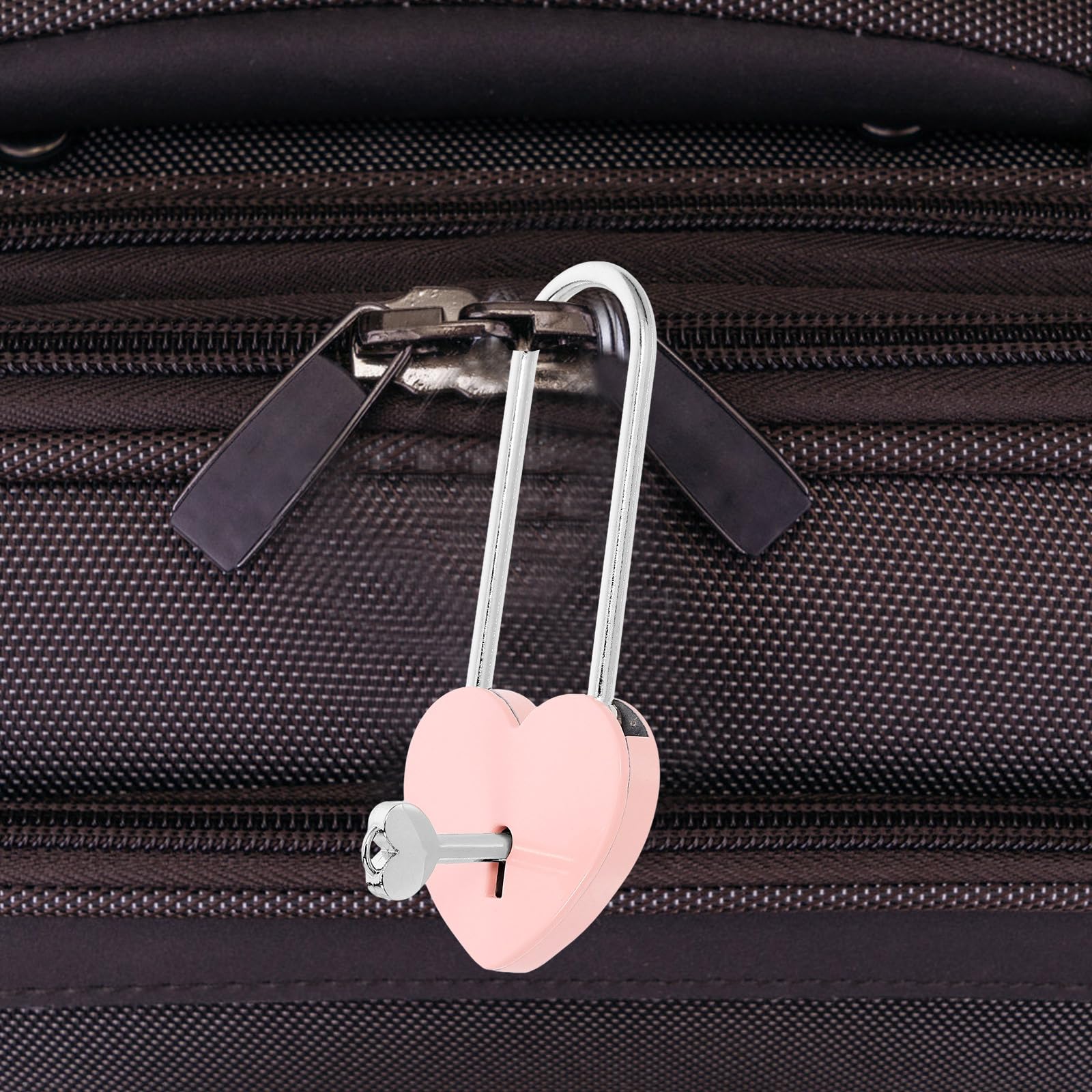 NUOBESTY Heart Shaped Padlock, Mini Metal Lock with Key Padlock Couple Wishing Lock for Jewelry Storage Box Diary Book Wedding Lovers Pink