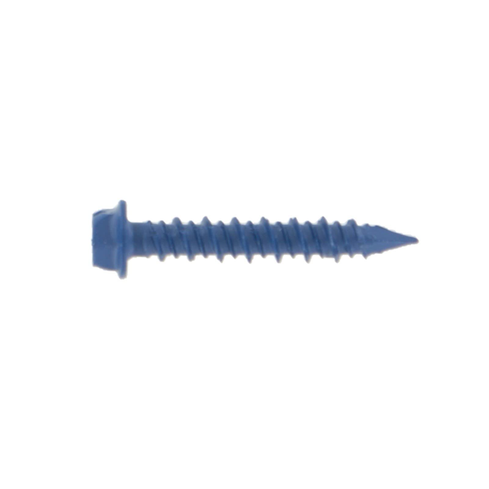 Fasteners Plus 3/16" x 1-1/4" Hex Head Blue Concrete Screws (Box of 100) to Anchor Masonry, Brick & Block