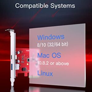 Inateck PCIe to USB 3.2 Gen 2 Card with 20 Gbps Bandwidth, USB A and USB C Ports, with Standard and Low Profile Brackets, RedComets U28