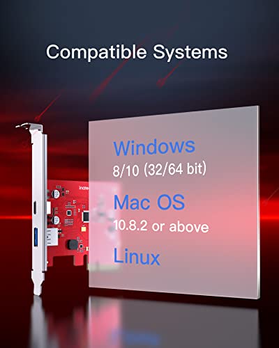 Inateck PCIe to USB 3.2 Gen 2 Card with 20 Gbps Bandwidth, USB A and USB C Ports, with Standard and Low Profile Brackets, RedComets U28