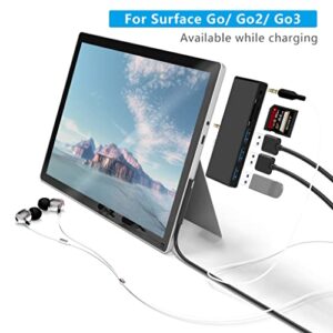 Surface Go/Surface Go2/Surface Go3 USB Adapter, 6-in-2 Surface Go/Go 2/Go3 Accessories with USB 3.0+2 USB2.0 Ports, 3.5mm Audio and Mic 2 in 1 Port, SD/TF Card Reader -for Microsoft Surface Go/Go2/Go3