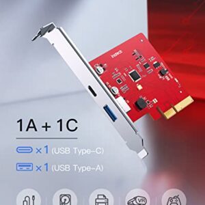 Inateck PCIe to USB 3.2 Gen 2 Card with 20 Gbps Bandwidth, USB A and USB C Ports, with Standard and Low Profile Brackets, RedComets U28