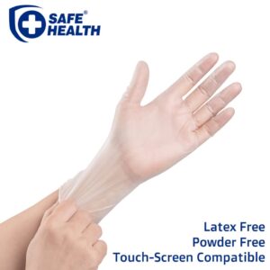 Safe Health Vinyl Exam Disposable Gloves, Bulk Supply of 16000, Latex Free, Powder Free, Clear, Large, 3.5 mil, Medical Grade, Nursing, Office, Kitchen, Pet Care, Cleaning, Housework