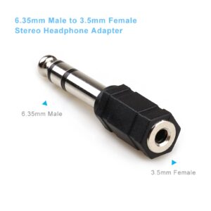 LEOUNA 5PCS 6.35mm (1/4 inch) Male to 3.5 mm (1/8 Inch) Female Stereo Audio Headphone Jack Adapters, Quarter inch to 3.5mm Adapter - Black