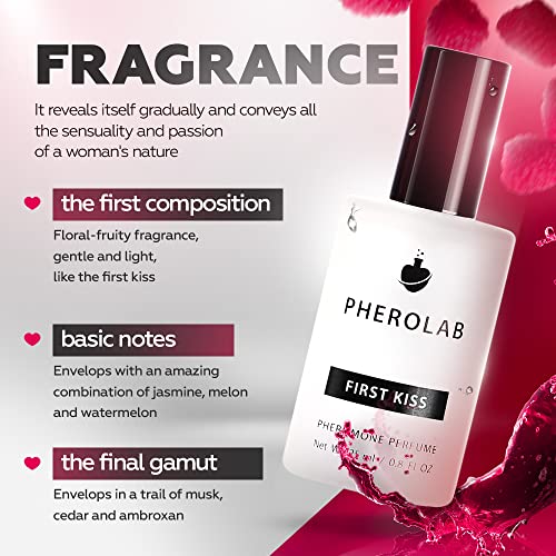 PHEROLAB First Kiss Pheromones Perfume for Women [Oxytocin] Pheromones Infused Oil Cologne - Womens Spray Perfume to Attract Men