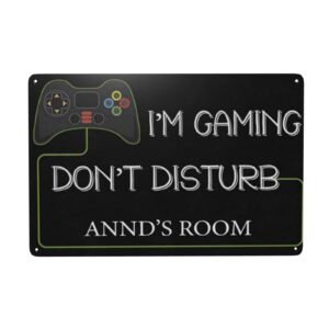 yilmen i'm gaming don't disturb personalized custom game room sign kids boys bedroom decorative nameplate accessories humorous warning words door sign hanging creative gift