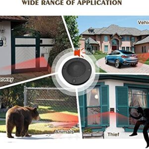 eMACROS HS002 Pro 2 Smart Wireless Driveway Alarm, Long Range Solar-Powered Motion Sensor, App for Remote Arm/Disarm & Schedule Alerts with 27 Chimes,1 Receiver and 1 Sensor