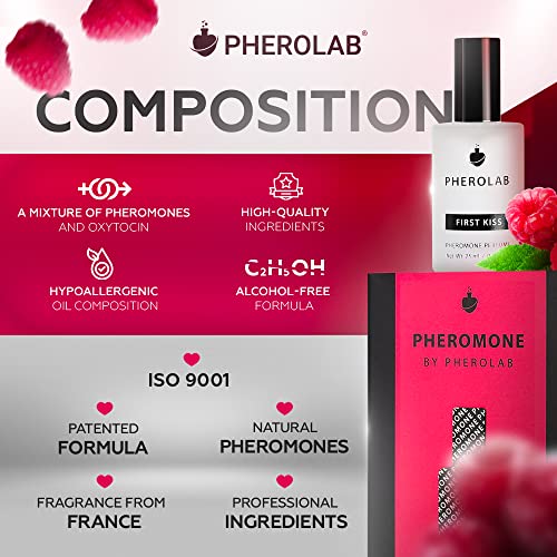 PHEROLAB First Kiss Pheromones Perfume for Women [Oxytocin] Pheromones Infused Oil Cologne - Womens Spray Perfume to Attract Men