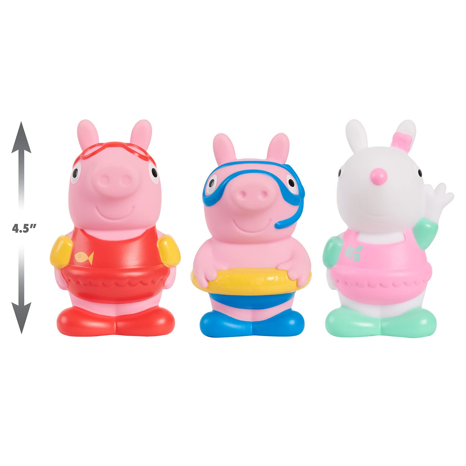 Peppa Pig 4-inch Bath Toys 3-piece Set, Peppa Pig, George, and Suzy, Bathtub Toys, Kids Toys for Ages 3 Up, Amazon Exclusive by Just Play