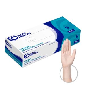 safe health vinyl exam disposable gloves, bulk supply of 16000, latex free, powder free, clear, large, 3.5 mil, medical grade, nursing, office, kitchen, pet care, cleaning, housework