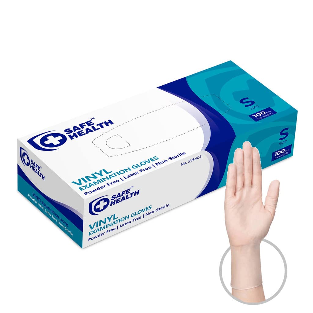 Safe Health Vinyl Exam Disposable Gloves, Bulk Supply of 16000, Latex Free, Powder Free, Clear, Large, 3.5 mil, Medical Grade, Nursing, Office, Kitchen, Pet Care, Cleaning, Housework