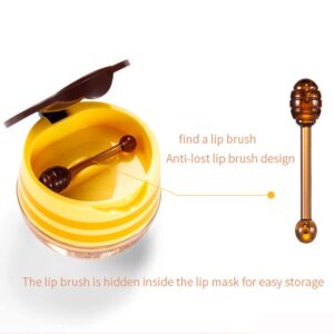 Lip Balm Honey Pot, Propolis Moisturizing Lip Mask Overnight, Hydrating Prevention Dry and Cracked Lip Scrubs Exfoliator Lip Sleeping Mask