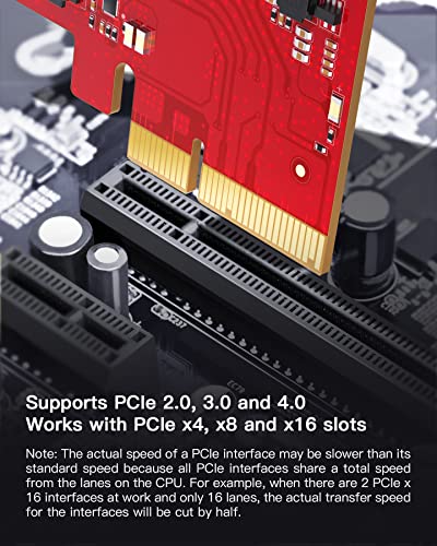 Inateck PCIe to USB 3.2 Gen 2 Card with 20 Gbps Bandwidth, USB A and USB C Ports, with Standard and Low Profile Brackets, RedComets U28