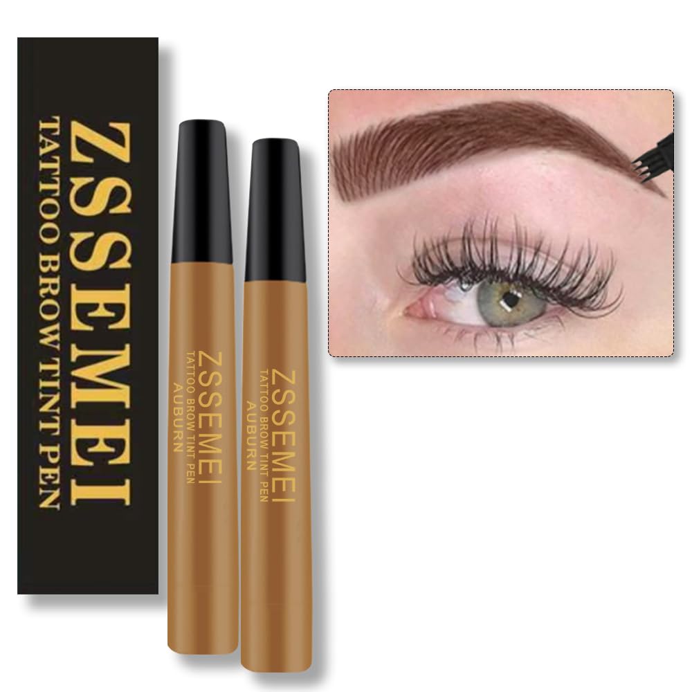 Waterproof Eyebrow Pen - Microblading Tattoo Brow Pencil, 24 Hours Long Lasting, Creates Natural Looking (2# Brunette)