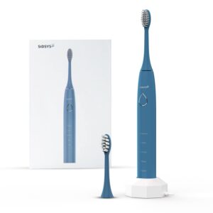 sidsys electric toothbrush with 2 brush heads, ultrasonic whitening toothbrush, 15 clean modes with timer, wireless charging, ipx7 waterproof, blue