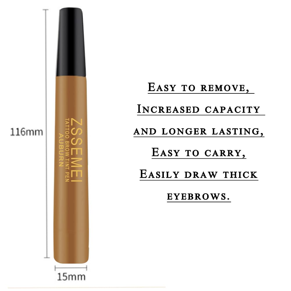 Waterproof Eyebrow Pen - Microblading Tattoo Brow Pencil, 24 Hours Long Lasting, Creates Natural Looking (2# Brunette)