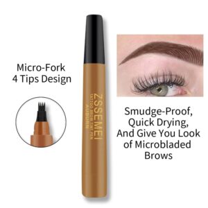 Waterproof Eyebrow Pen - Microblading Tattoo Brow Pencil, 24 Hours Long Lasting, Creates Natural Looking (2# Brunette)