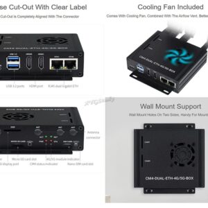 Dual Gigabit Ethernet 5G/4G Mini-Computer with Metal Case and Cooling Fan Based On Raspberry Pi Compute Module 4 (NOT Included) @XYGStudy (CM4-DUAL-ETH-4G/5G-BOX)