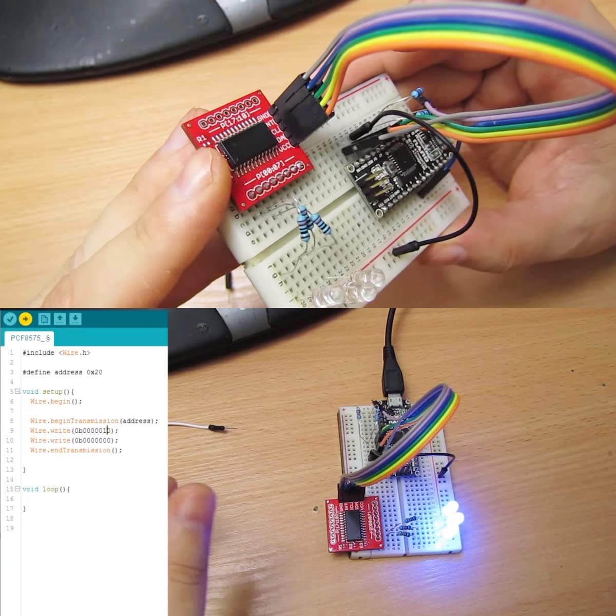 DKARDU PCF8575 IIC I2C PCF8575C Extension Shield Module 16-bit 400kHZ SMBus I/O Ports,with Dupont Cable,for Arduino