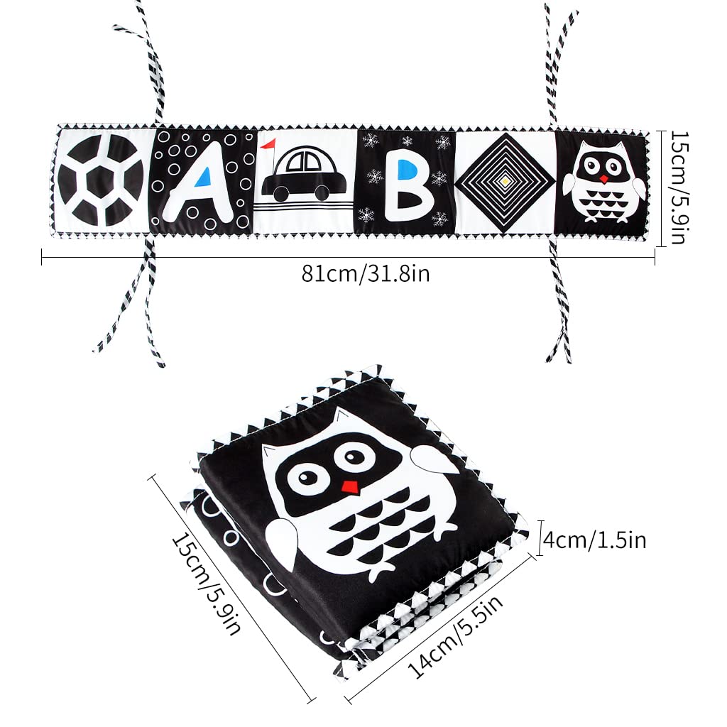 KAKIBLIN Black and White High Contrast Baby Soft Book for Early Education, Infant Tummy-time Mat, Three-Dimensional Can Be Bitten and Tear Not Rotten Paper 0-3 Years Old Baby Toys