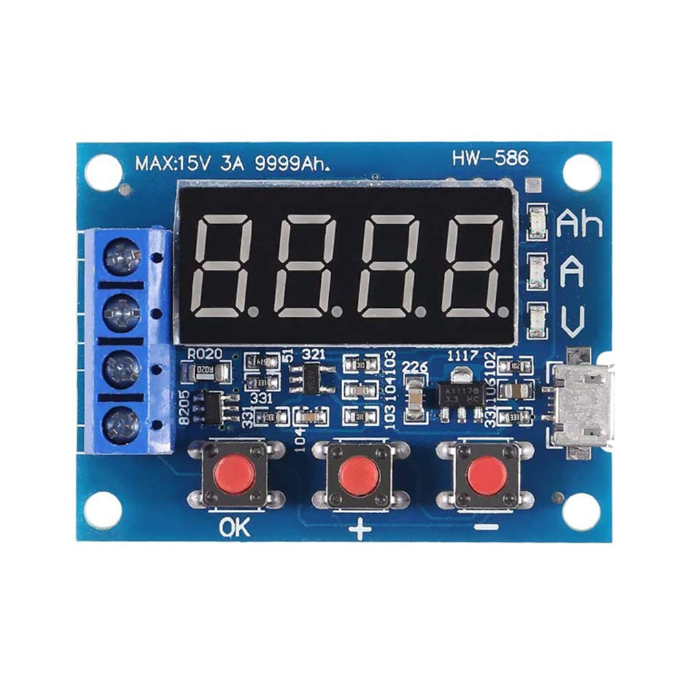 DKARDU 1.5-12V Battery Capacity Meter Discharge Tester Analyzer ZB2L3 Li-ion Lead-Acid Battery Capacity Meter for Testing Battery with 18650 Battery Holder, Micro USB Cable