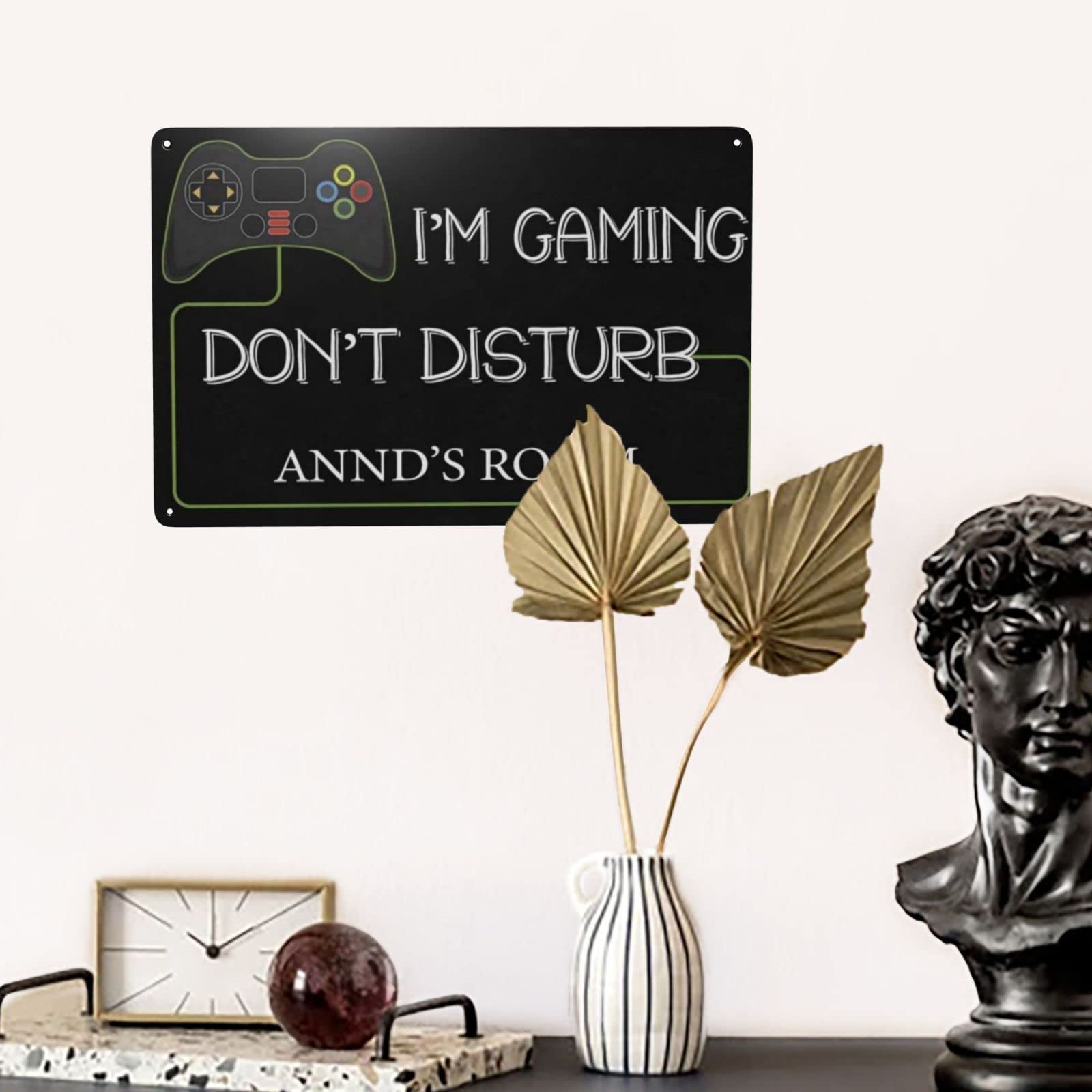 YILMEN I'm Gaming Don't Disturb Personalized Custom Game Room Sign Kids Boys Bedroom Decorative Nameplate Accessories Humorous Warning Words Door Sign Hanging Creative Gift