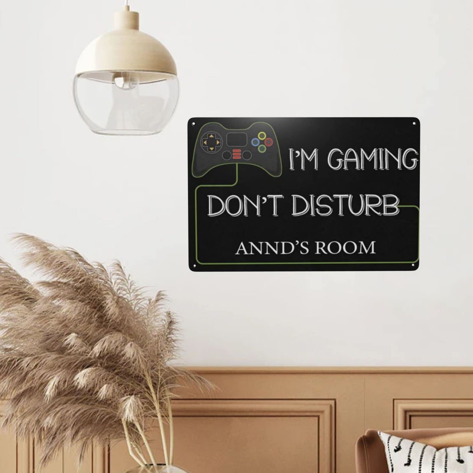 YILMEN I'm Gaming Don't Disturb Personalized Custom Game Room Sign Kids Boys Bedroom Decorative Nameplate Accessories Humorous Warning Words Door Sign Hanging Creative Gift