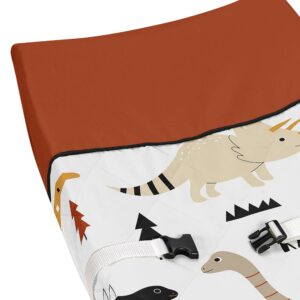 Sweet Jojo Designs Mod Dino Boy or Girl Baby Nursery Changing Pad Cover - Orange, Tan, Rust, Taupe, Mustard Yellow, Beige, Brown and Black Modern Dinosaur Boho Dinosaurs Gender Neutral