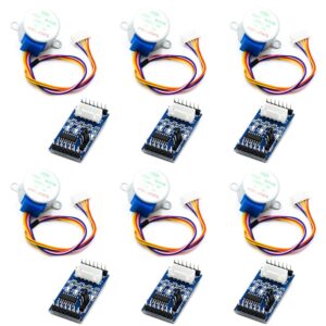 syuab 6 pcs 28byj-48 uln2003 5v stepper motor with uln2003 drive boards blue for diy kit arduino pi pic raspberry pi