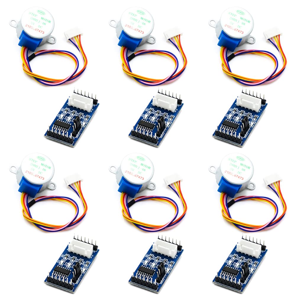 SYUAB 6 PCS 28BYJ-48 ULN2003 5V Stepper Motor with ULN2003 Drive Boards Blue for DIY Kit Arduino PI PIC Raspberry Pi