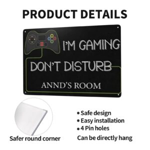 YILMEN I'm Gaming Don't Disturb Personalized Custom Game Room Sign Kids Boys Bedroom Decorative Nameplate Accessories Humorous Warning Words Door Sign Hanging Creative Gift