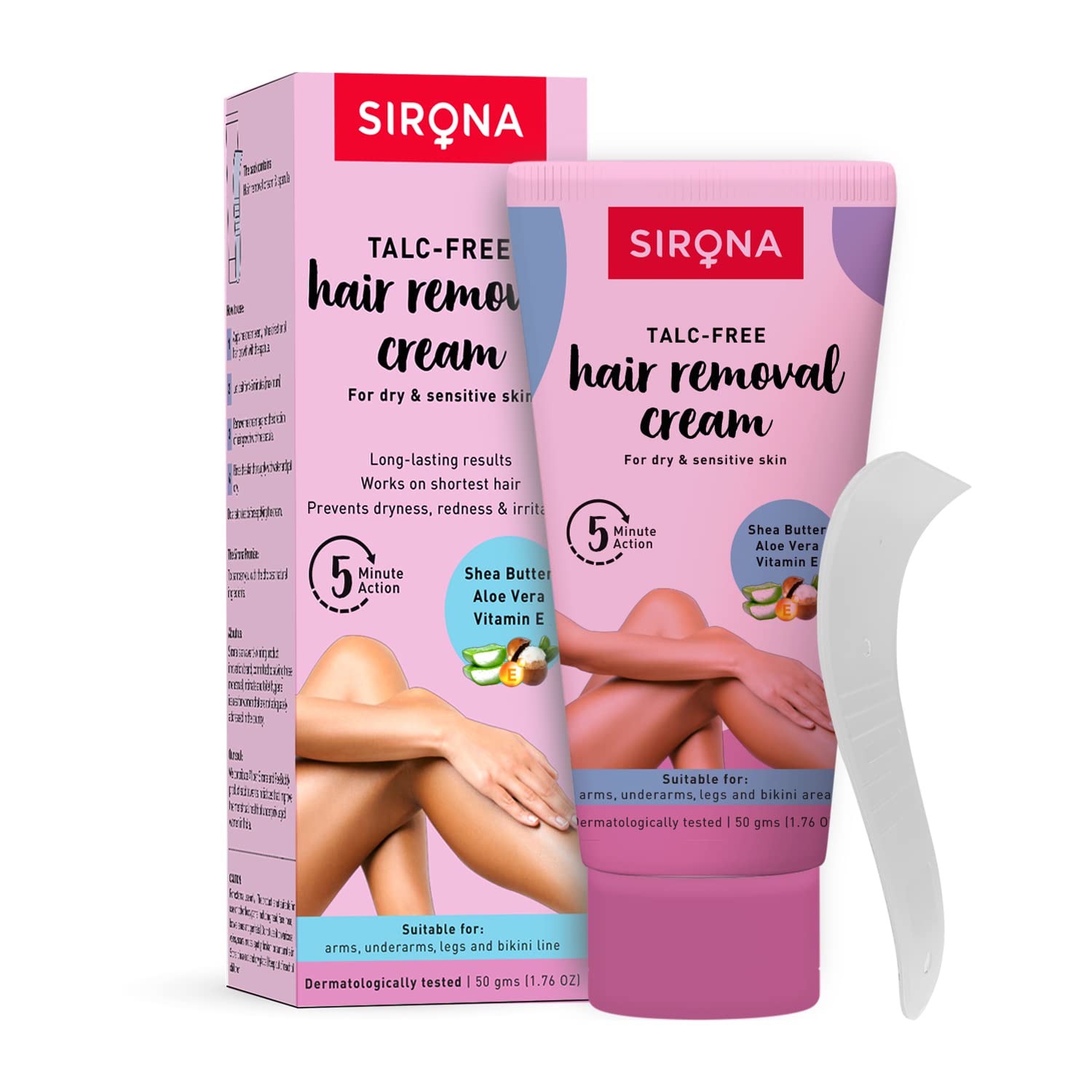 Sirona Hair Removal Cream, Sensitive Skin for Women - 1.76 Fl Oz | with Aloe Vera, Vitamin E & Shea Butter | Ideal for Bikini Line,Underarm, Legs