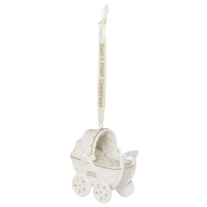 hallmark keepsake christmas ornament 2022, baby's first christmas pram, porcelain