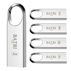 usb flash drive 5 pack 16gb flash drives thumb drive, 2.0 memory stick with zinc alloy design, jump drive pendrive for data storage and backup, gift usb disk zip drive