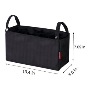 Multifunctional Purse Organizer Insert Liner Stroller Caddy, Universal Fit 7 Slots Stroller Bag Caddy Organizer Console Diaper Storage Accessory Bag(Black)