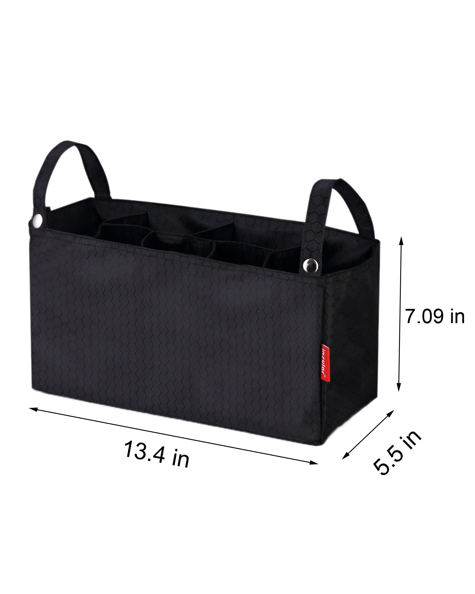 Multifunctional Purse Organizer Insert Liner Stroller Caddy, Universal Fit 7 Slots Stroller Bag Caddy Organizer Console Diaper Storage Accessory Bag(Black)