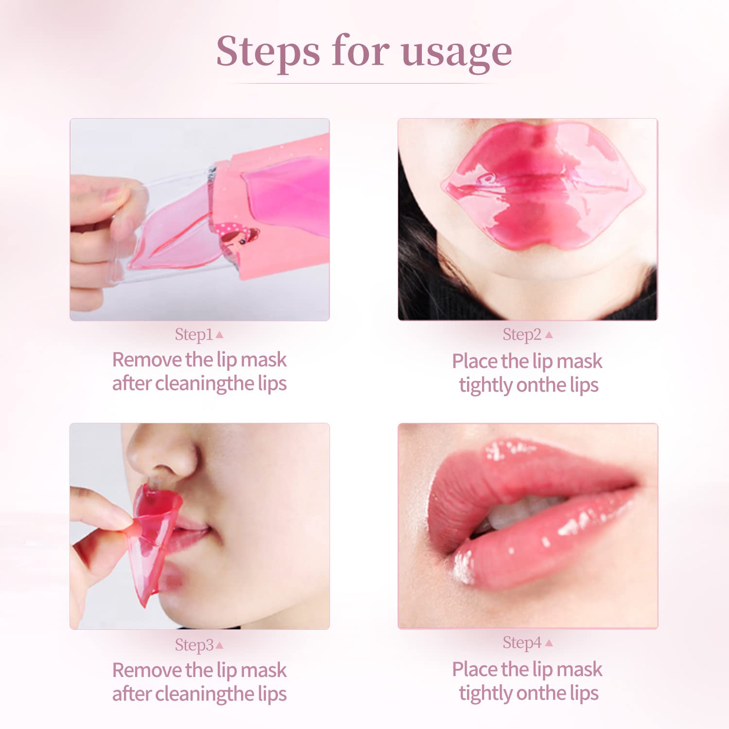 30 Pieces Collagen Lip Masks for Dry Lips Care, Crystal Lip Pads Pink Gel Lip Patches Great for Moisturizing,Remove Dead Skin, Lip Mask Sheet Mascarilla Para Labios with Moisturer Essence