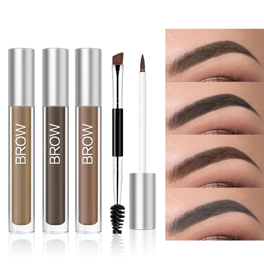 ZSSEMEI Waterproof Eyebrow Gel for Long Lasting, Highly Tinted Liquid Eye Brow Makeup, Sweatproof, Natural (Black Brown)