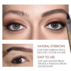 Waterproof Eyebrow Pen - Microblading Tattoo Brow Pencil, 24 Hours Long Lasting, Creates Natural Looking (2# Brunette)