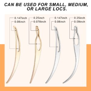 4 Pieces Sisterlock Retighten Tool, Dreadlock Tool for Hair, Dreadlock Crochet Needle, Loc Needle for Dreads, Dread Crochet Needle for Hair Extensions Styling Tools Loc Maintenance (Gold, Silver)