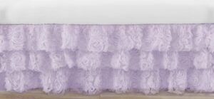 sweet jojo designs purple floral rose girl baby crib bed skirt nursery dust ruffle - solid light lavender flower luxurious elegant princess vintage boho shabby chic luxury glam high end roses ruffle