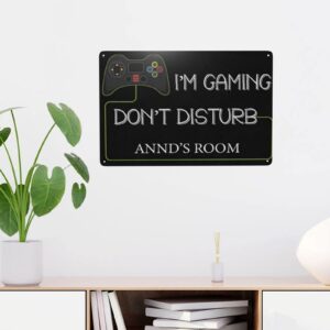 YILMEN I'm Gaming Don't Disturb Personalized Custom Game Room Sign Kids Boys Bedroom Decorative Nameplate Accessories Humorous Warning Words Door Sign Hanging Creative Gift