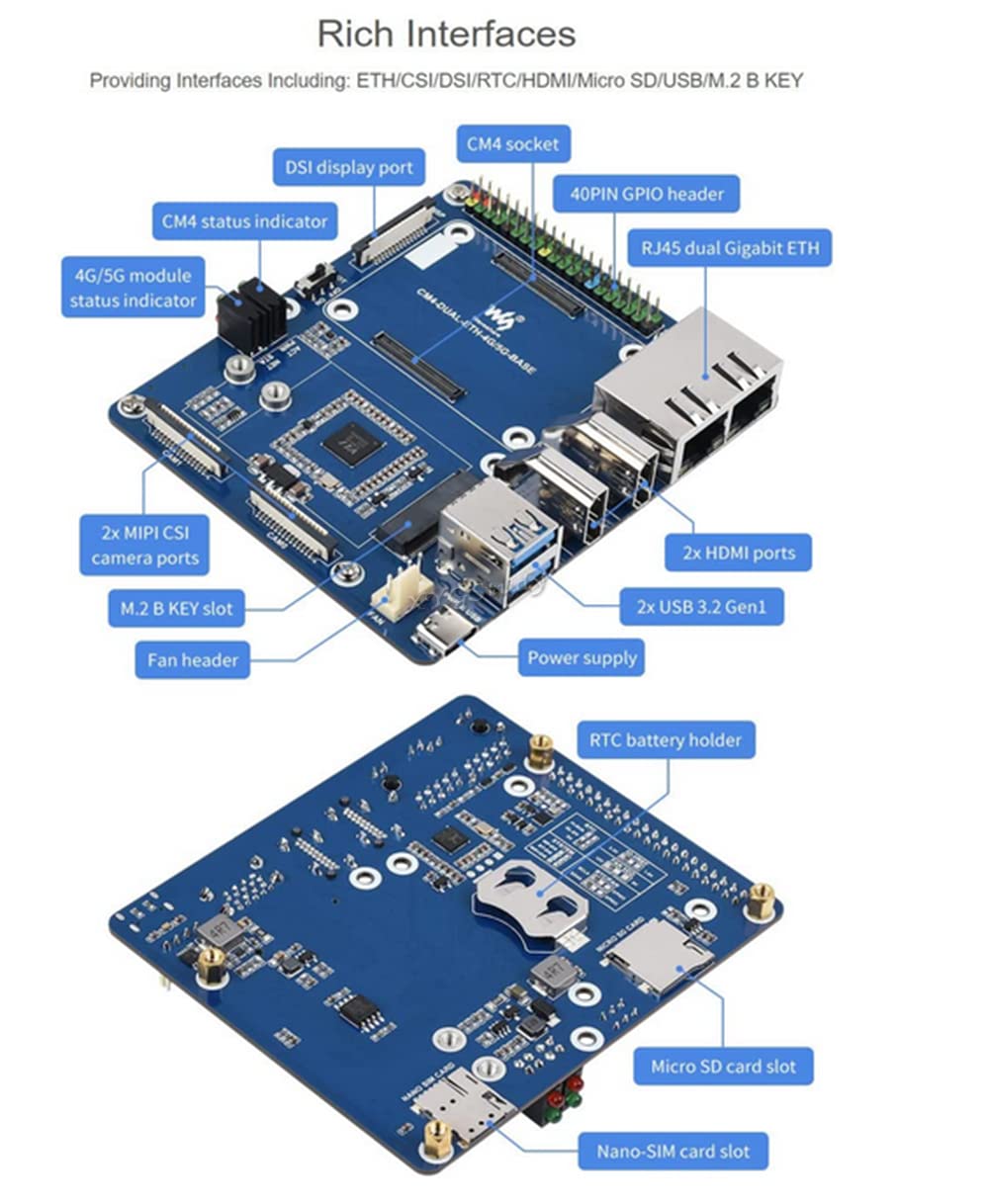 Dual Gigabit Ethernet 5G/4G Mini-Computer with Metal Case and Cooling Fan Based On Raspberry Pi Compute Module 4 (NOT Included) @XYGStudy (CM4-DUAL-ETH-4G/5G-BOX)