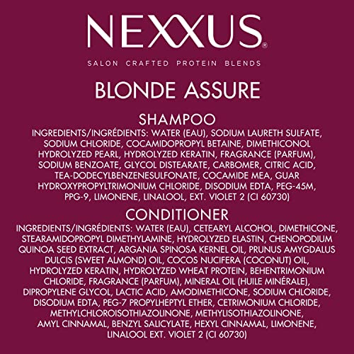 Nexxus Blonde Assure Purple Shampoo & Conditioner Color Assure 2 Pack Blonde, Bleached & Silver Hair Color Shampoo & Conditioner with Keratin Protein & Violet Pigment 8.5 fl oz