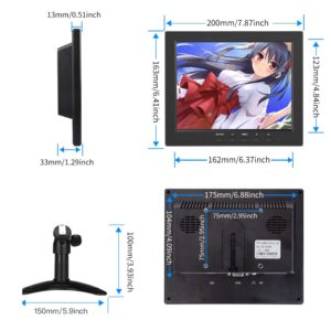 ZFTVNIE 8 Inch 1024x768 Mini Monitor, Portable Small HDMI Monitor with Built-in Dual Speakers HDMI VGA Port for Computer Security Camera Laptop Raspberry Pi