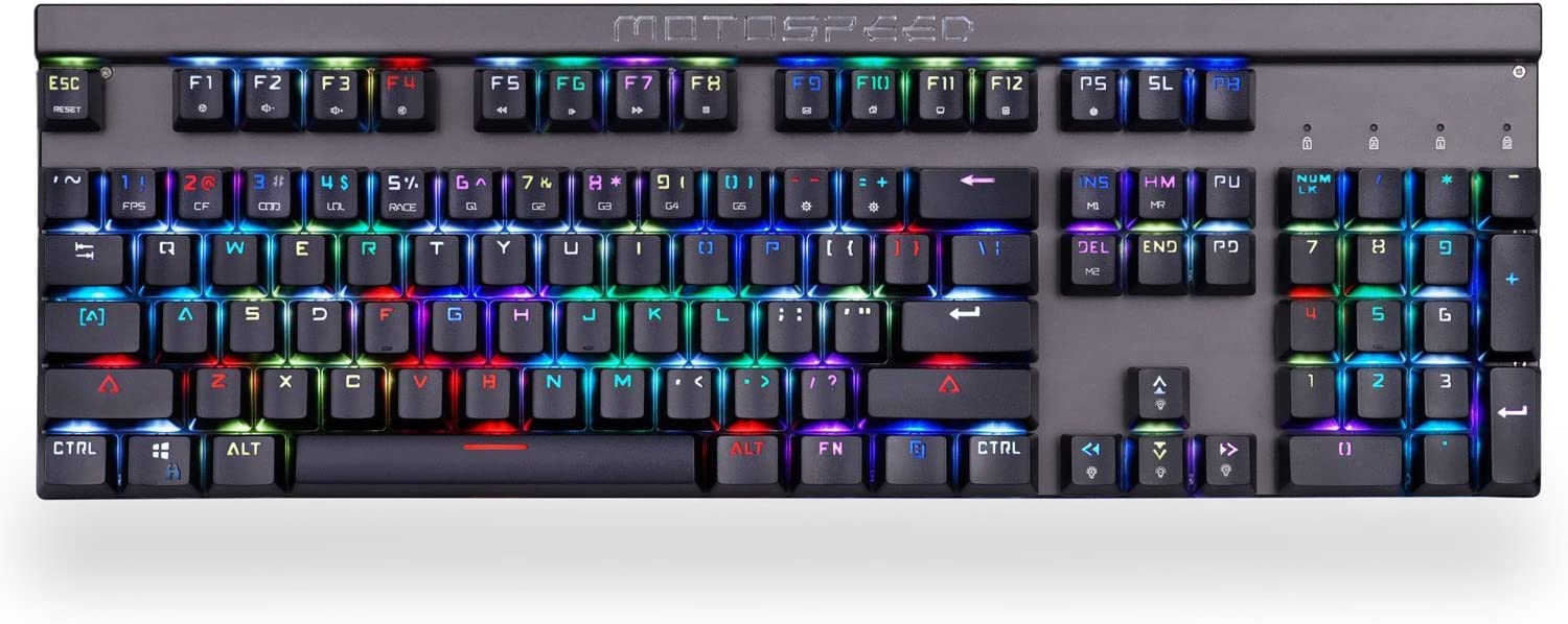 K97 RGB Backlit Mechanical Keyboard Full 104-Key Red Switches | N-Key Roll-Over Anti-Ghosting Gaming Keyboard